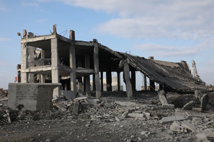 Palestinians Inspect Destroyed Site After Being Editorial Stock Photo ...