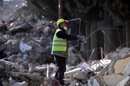 Man Stands Amid Earthquake Debris Antakya Editorial Stock Photo - Stock ...