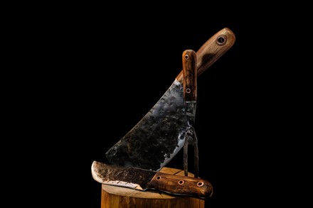 Rustic Butcher Meat Knife Cleaver Fork Editorial Stock Photo - Stock ...