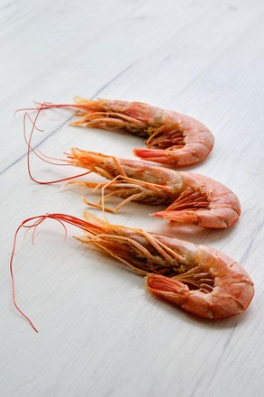 Three Fresh Raw Prawns On Wooden Editorial Stock Photo - Stock Image ...