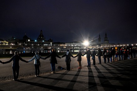 People Join Hands Form Human Chain Editorial Stock Photo - Stock Image ...