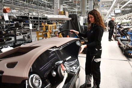 Mercedes Employee Works On Hyperscreen Mercedesbenz Editorial Stock ...