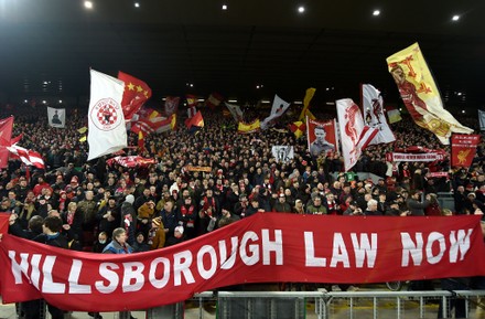 Young Boy Fan Liverpool Holds Banner Editorial Stock Photo - Stock ...