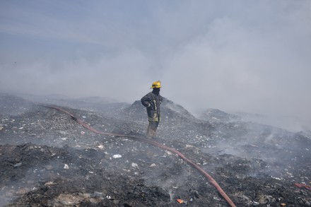 Firefighter Stands Amidst Heavy Smoke Burning Editorial Stock Photo ...
