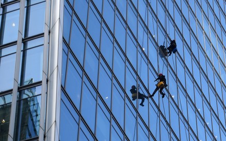 Window Cleaners Abseil Down Side Office Editorial Stock Photo - Stock ...
