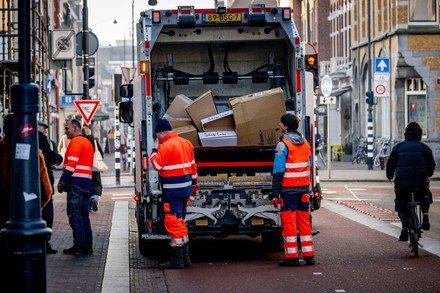 Garbage Men Work Garbage Truck Pick Editorial Stock Photo - Stock Image ...