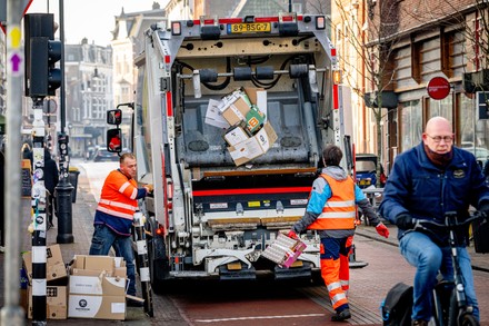 Garbage Men Work Garbage Truck Pick Editorial Stock Photo - Stock Image ...