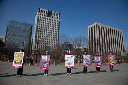 Protesters Hold Banners During Campain Against Editorial Stock Photo ...