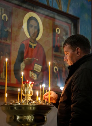 Russian Orthodox Believers Attend Prayer Service Editorial Stock Photo ...