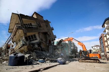 Excavators Clean Debris Site Collapsed Buildings Editorial Stock Photo ...
