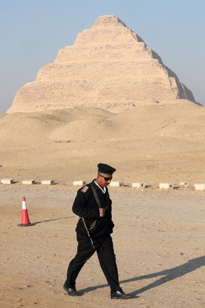 Egyptian Police Officer Walks Front Pyramid Editorial Stock Photo ...