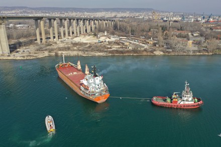 Tug Boat Tries Salvage Cargo Ship Editorial Stock Photo - Stock Image ...