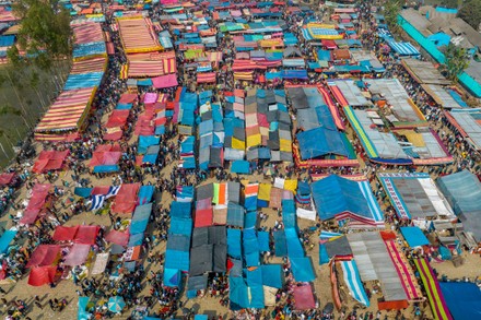 Colourful Canopies Stools Fair Look Like Editorial Stock Photo - Stock ...
