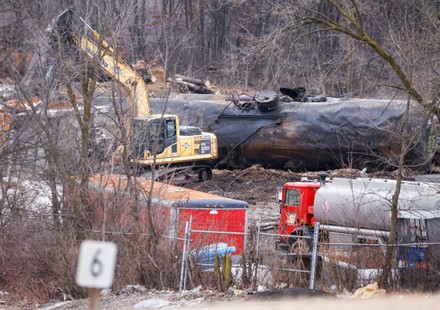 Damaged Railroad Tank Cars Lies Scattered Editorial Stock Photo - Stock ...