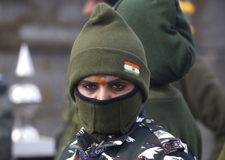 Indian Paramilitary Female Soldier Looks On Editorial Stock Photo ...