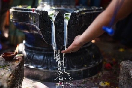 Hindu Devotee Performs Ritual On Shivling Editorial Stock Photo - Stock ...