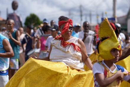 Reveler Dancing Maracatu Samba During Street Editorial Stock Photo ...