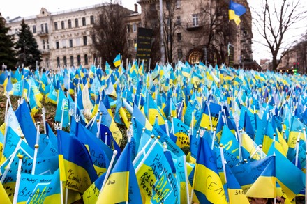 Blue Yellow Ukrainian National Flags Names Editorial Stock Photo ...