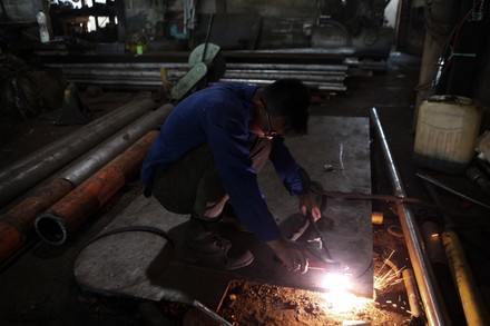 Man Works Small Boat Engine Repair Editorial Stock Photo - Stock Image ...