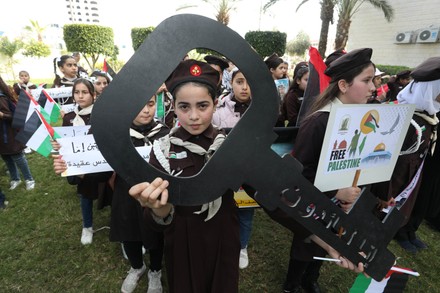 Palestinian Scouts Take Part March Support Editorial Stock Photo ...