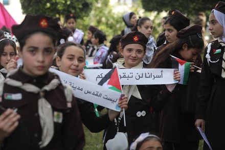 Palestinian Scouts Take Part March Support Editorial Stock Photo ...