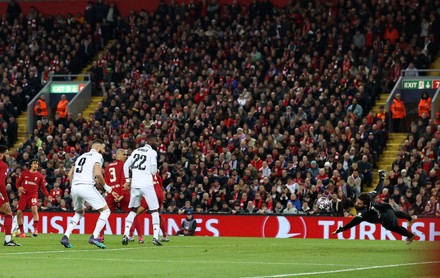 Liverpool Goalkeeper Alisson Becker Makes Diving Editorial Stock Photo ...