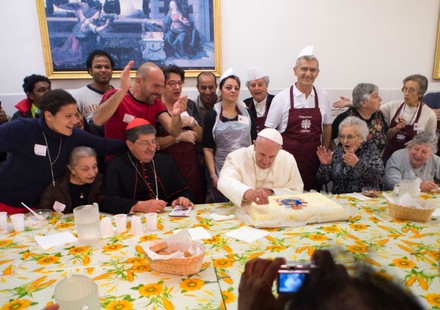 Pope Francis Cuts Cake After He Editorial Stock Photo - Stock Image ...