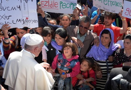 Pope Francis Meets Migrants Moria Refugee Editorial Stock Photo - Stock ...