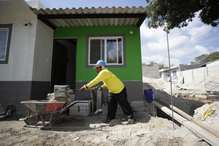 Laborer Works On Construction Housing Project Editorial Stock Photo ...