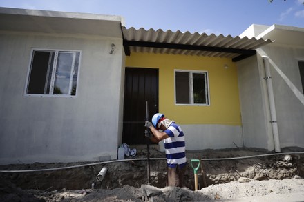 Laborer Works On Construction Housing Project Editorial Stock Photo ...