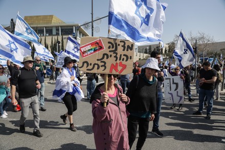 Protesters Hold Hold Israeli Flags Placards Editorial Stock Photo ...