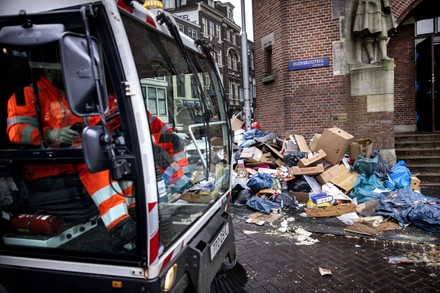 Amsterdam Garbage Collectors Cleaning Center Amsterdam Editorial Stock ...
