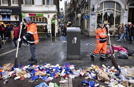 Amsterdam Garbage Collectors Cleaning Center Amsterdam Editorial Stock ...