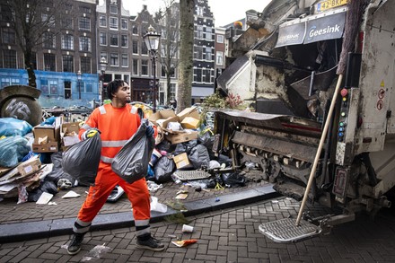 Amsterdam Garbage Collectors Cleaning Center Amsterdam Editorial Stock ...