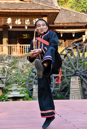 Villager Li Shikai Dances While Playing Editorial Stock Photo - Stock ...