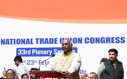 Congress President Mallikarjun Kharge Speaks During Editorial Stock ...