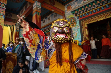 Masked Deity Perform Cham Dance Sherpa Editorial Stock Photo - Stock ...