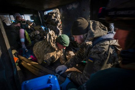 Ukrainian Soldiers Wounded Bakhmut Frontline Taken Editorial Stock ...
