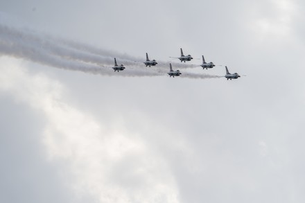 Group Military Aircraft Perform Flyover Daytona Editorial Stock Photo ...
