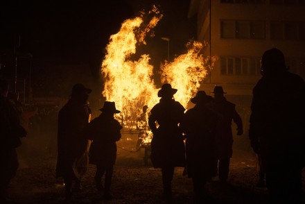 Participants Pull Carriage Burning Torches During Editorial Stock Photo ...