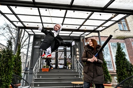 Woman Hits Effigy Russias President Vladimir Editorial Stock Photo ...
