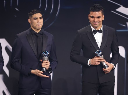 Achraf Hakimi Casemiro Seen Their Trophies Editorial Stock Photo ...