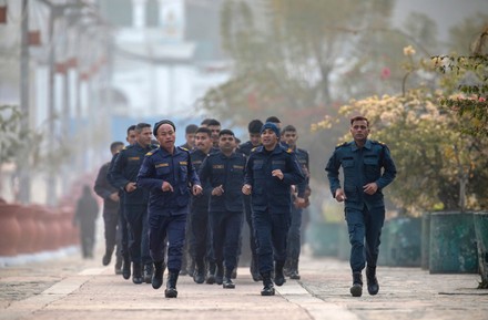 Group Nepalese Police Officers Exercise Early Editorial Stock Photo ...