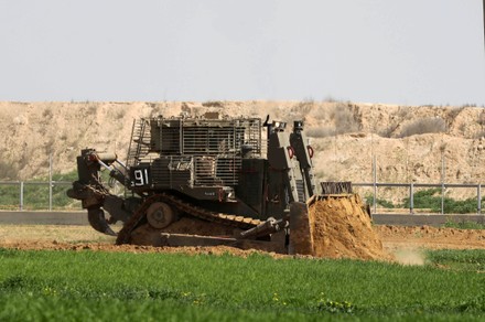 Israeli Bulldozers Raze Palestinian Lands Near Editorial Stock Photo ...