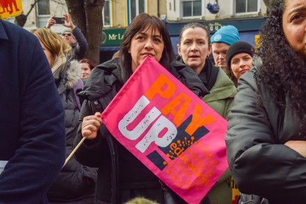 Protester Holds Pay Banner During Rally Editorial Stock Photo - Stock ...