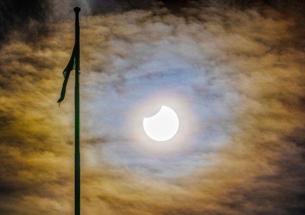 Partial Solar Eclipse Sun By Moon Editorial Stock Photo - Stock Image ...