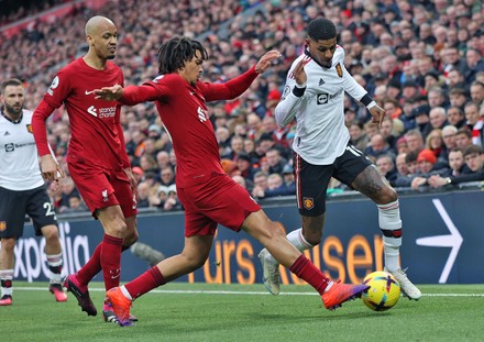 Marcus Rashford Manchester United Fabinho Liverpool Editorial Stock ...