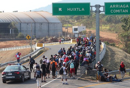 Migrants Walk On Road Near Huixtla Editorial Stock Photo - Stock Image ...