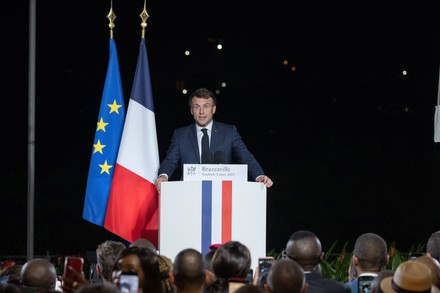 French President Emmanuel Macron Delivers Speech Editorial Stock Photo ...