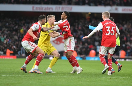 Arsenals Reiss Nelson Celebrates Scoring Their Editorial Stock Photo ...